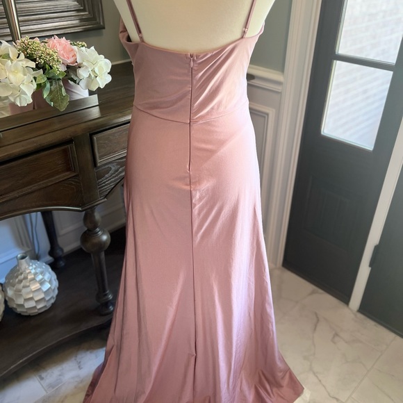 Dresses | Satin Ash Rose Gown With Slit | Poshmark